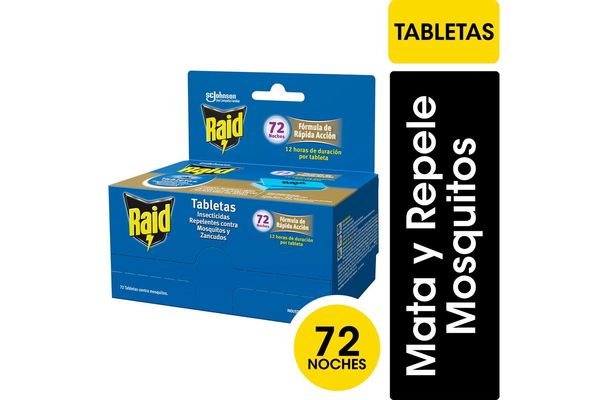 Insecticida Raid contra Mosquitos Tabletas Recarga 72 Unidades en ...