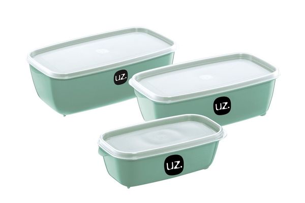 Set de Vianda Rectangular Verde UZ x 3 Unidades en Tienda Inglesa