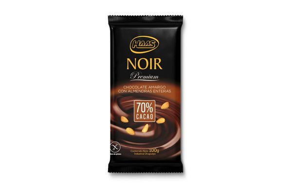 Chocolate Amargo con Almendra Enteras 70% de Cacao HAAS Noir Premium ...