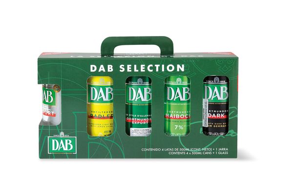 Pack 4 Cervezas DAB Surtidas Lata 500 ml + Jarra en Tienda Inglesa
