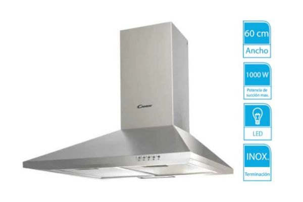 Campana CANDY Piramidad Inox 60 cm en Tienda Inglesa