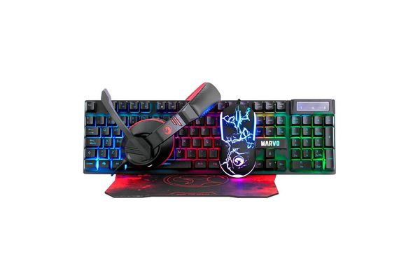 Combo Gaming MARVO 4 en 1 Teclado, Mouse, Auriculares y Mousepad en ...