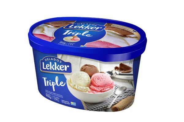 Helado LEKKER Triple Crema, Chocolate y Frutilla 1,9 L en Tienda Inglesa