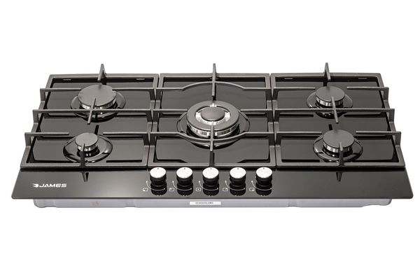 Anafe JAMES 5 Hornallas a Supergás-Gas Natural con Vidrio Negro en Tienda Inglesa
