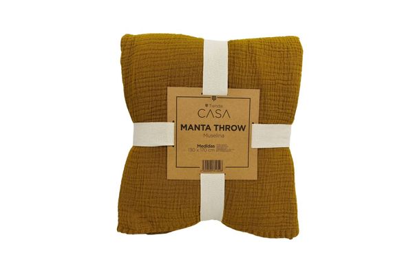 Manta Throw de Algodón TIENDA CASA Oliva 130 x 170 cm en Tienda Inglesa