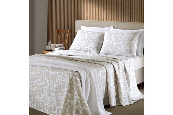 Juego de Sábanas DOHLER con Estampado Beige 1 Plaza en Tienda Inglesa