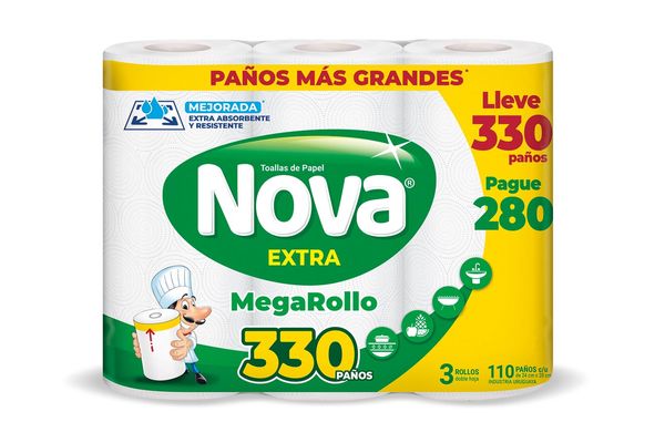 Toalla Cocina NOVA Extra Mega Rollo 330 Paños en Tienda Inglesa