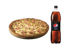 Combo: Pizza Muzzarella con Jamón y Aceitunas 42 cm + Refresco PEPSI ...