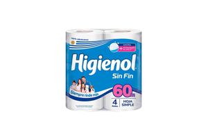 Papel Higiénico HIGIENOL Sin Fin 4 Rollos x 60 mts en Tienda Inglesa
