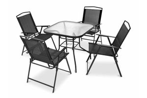 Set de Jardín en Textilina y Hierro 5 Piezas Color Negro en Tienda Inglesa