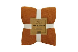 Manta Throw de Algodón TIENDA CASA Terracota 130 x 170 cm en Tienda Inglesa