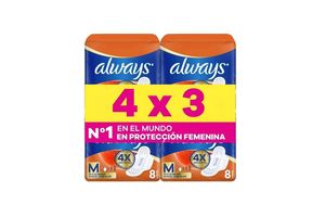 Pack 4x3 Toallitas Femeninas ALWAYS Maxi Diurna con Alas x8 Unidades en ...